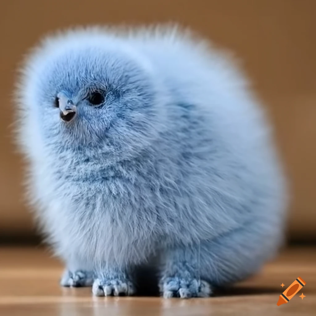 A large fluffy fuzzy baby blue floopsan