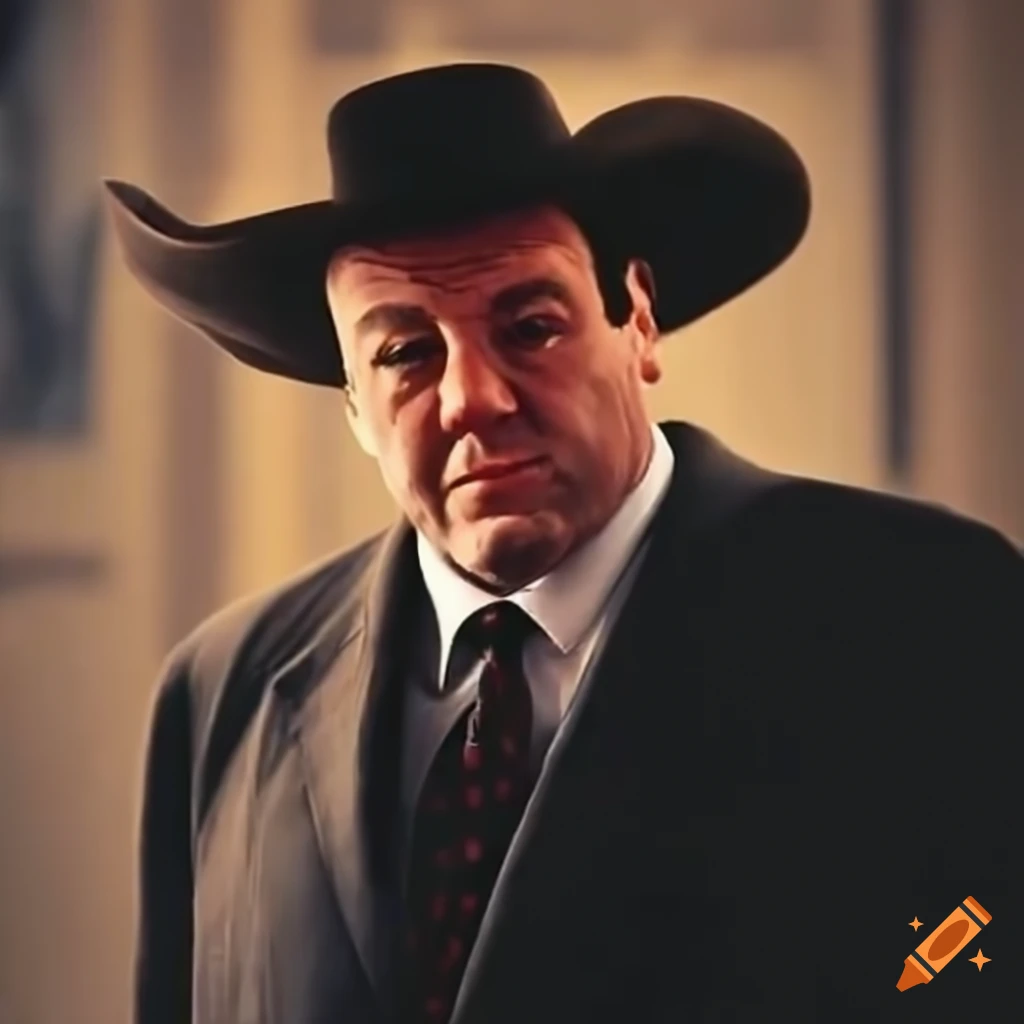 Tony soprano wearing a cowboy hat on horseback on Craiyon