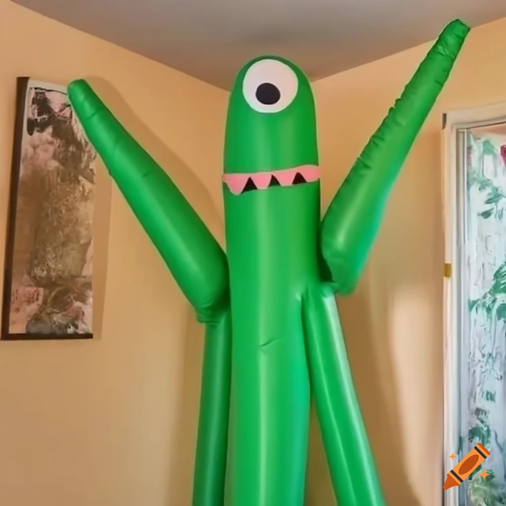 Big tall green monster that looks like inflatable tube man with sharp ...