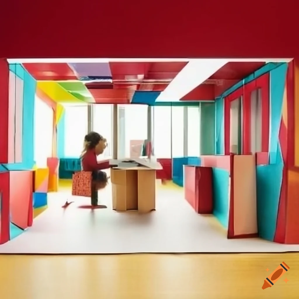 Photo of a office made of papercraft