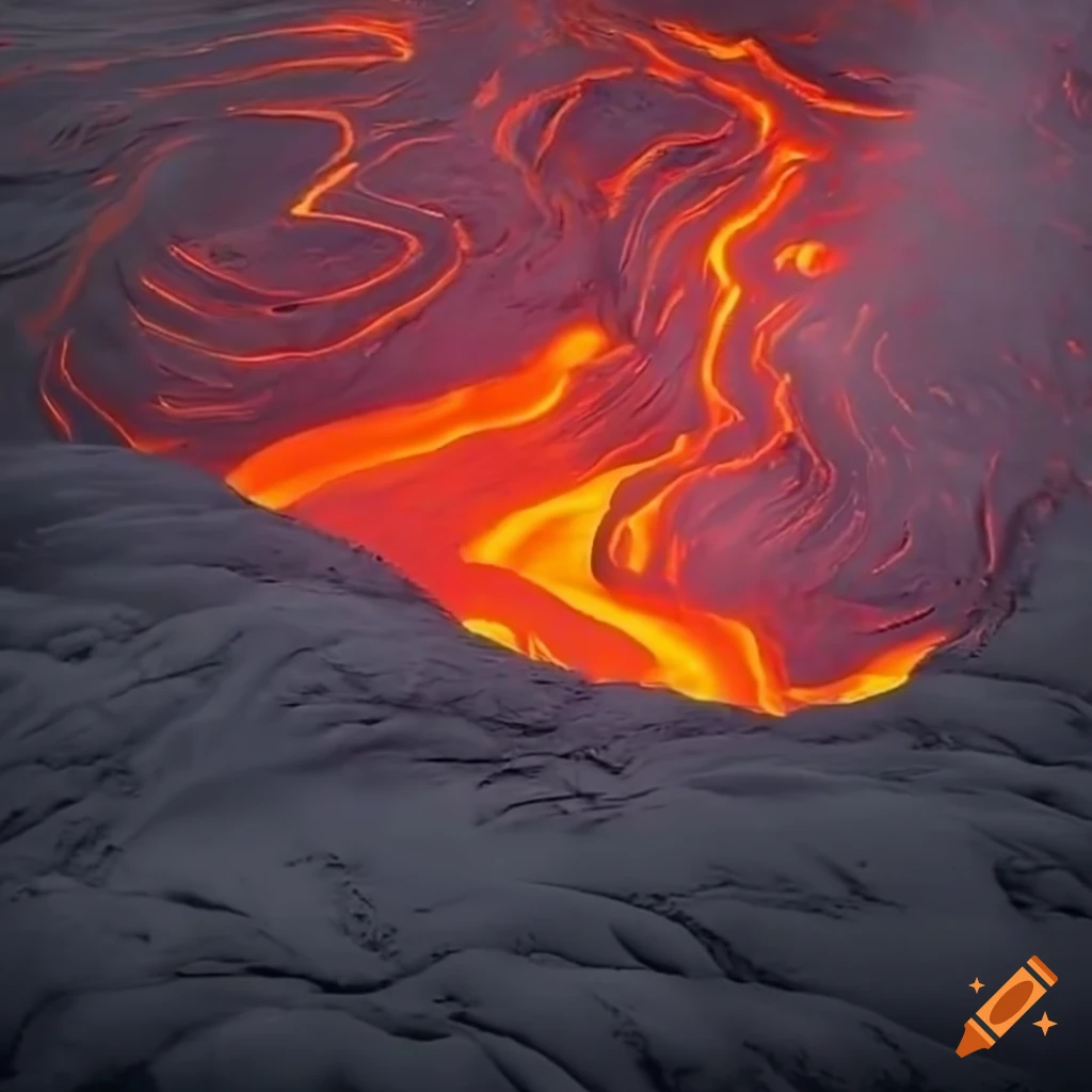 Lava lakes surrounded by black sand