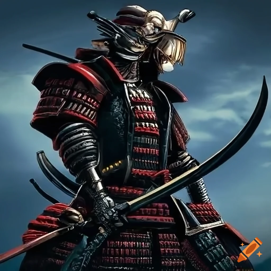 Samurai pilotando uma moto