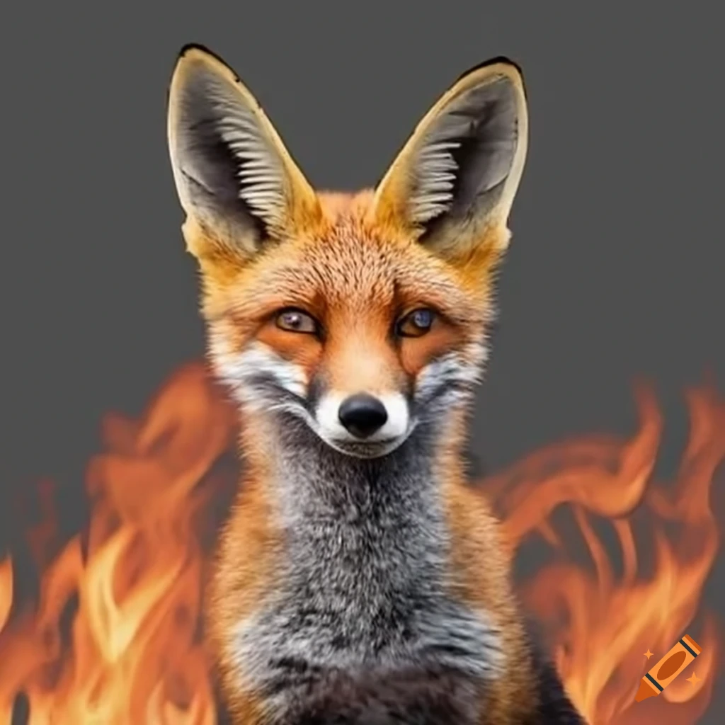 Fox fighting against fire
