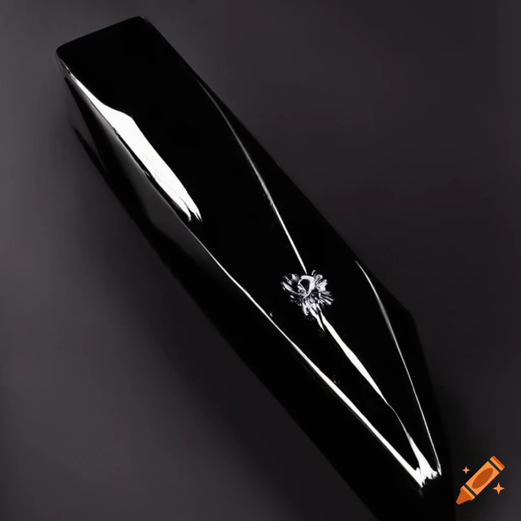 Coffin with dozen horizontal lines in black gloss on Craiyon