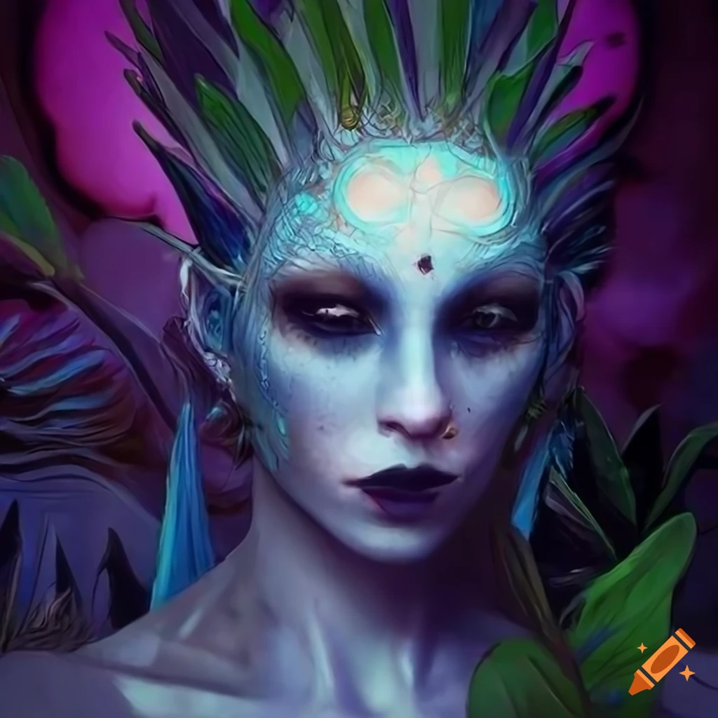 A highly detailed concep art portrait of strong strong-willed alien ...