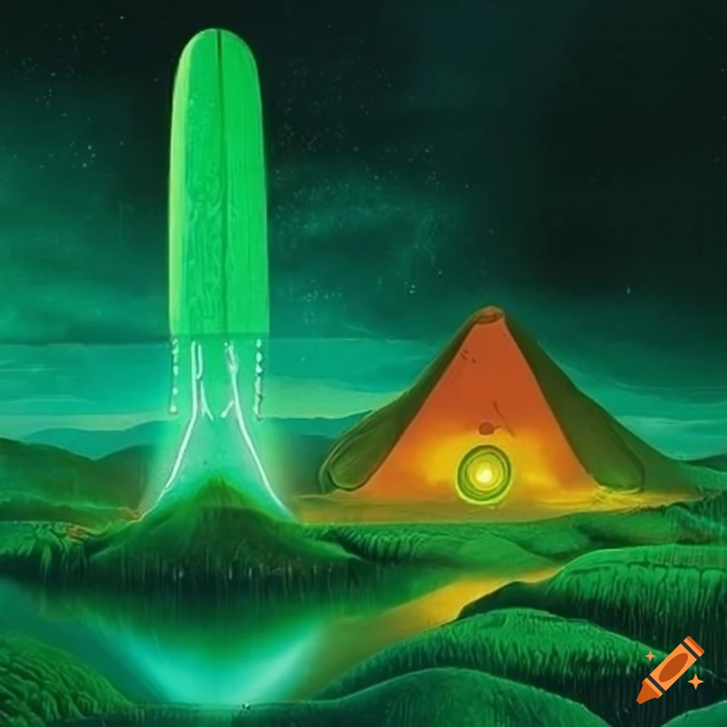 70s sci fi green pod art
