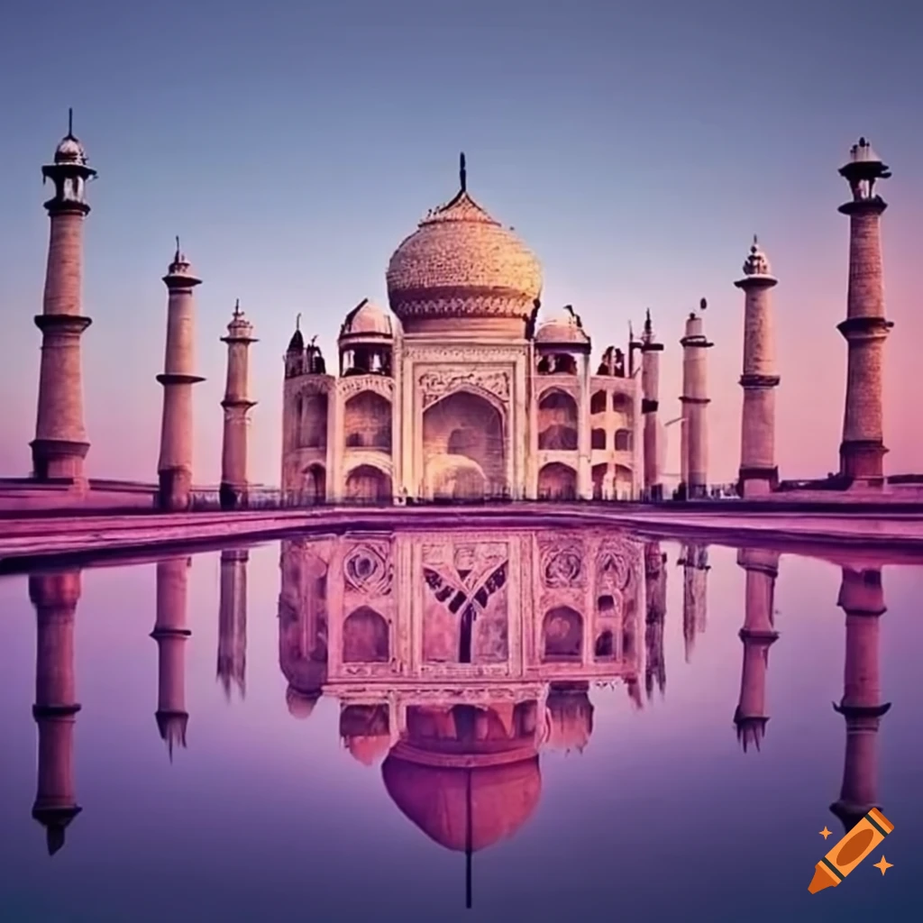 Taj mahal made of pink color on Craiyon