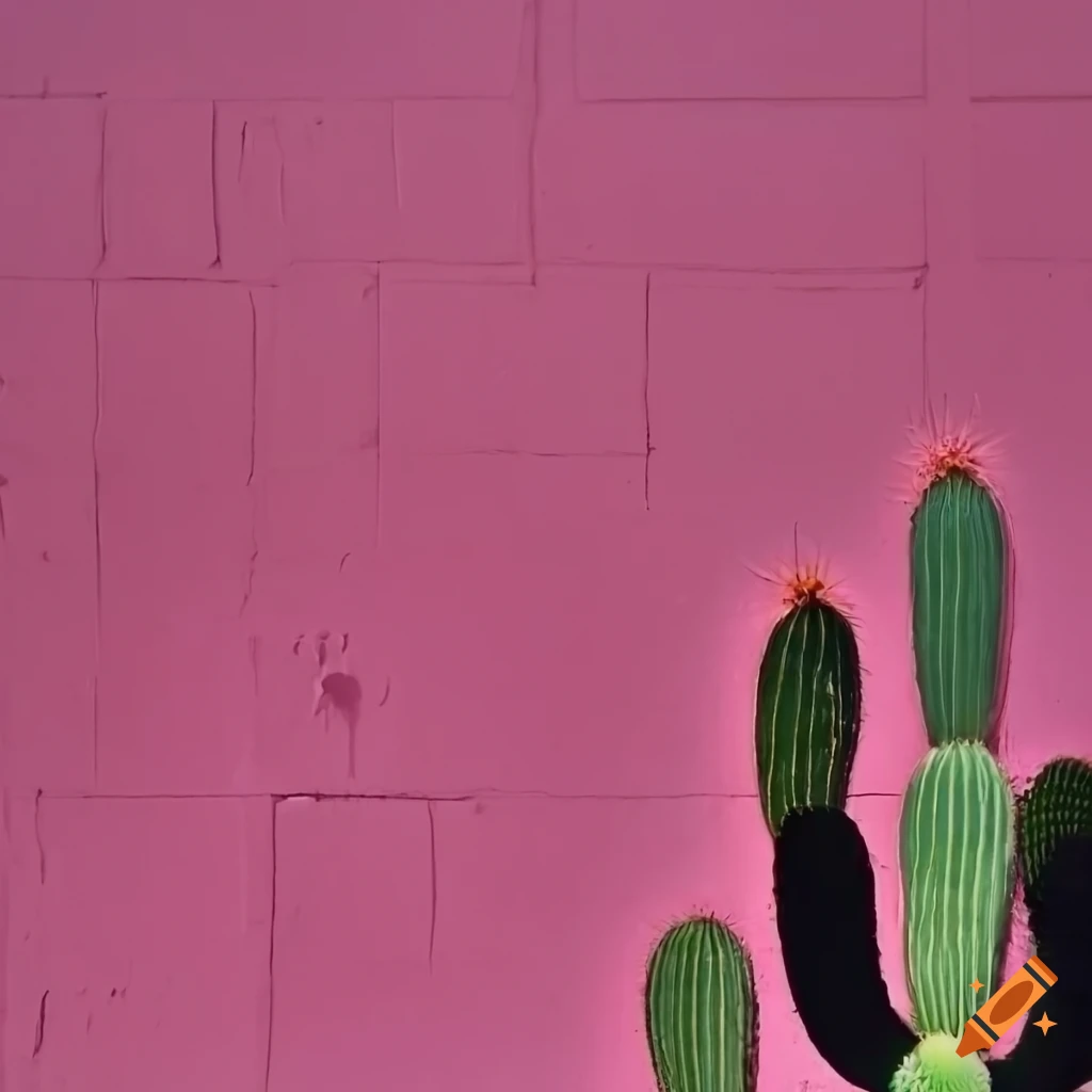 Mexican pink wall and cacti on Craiyon