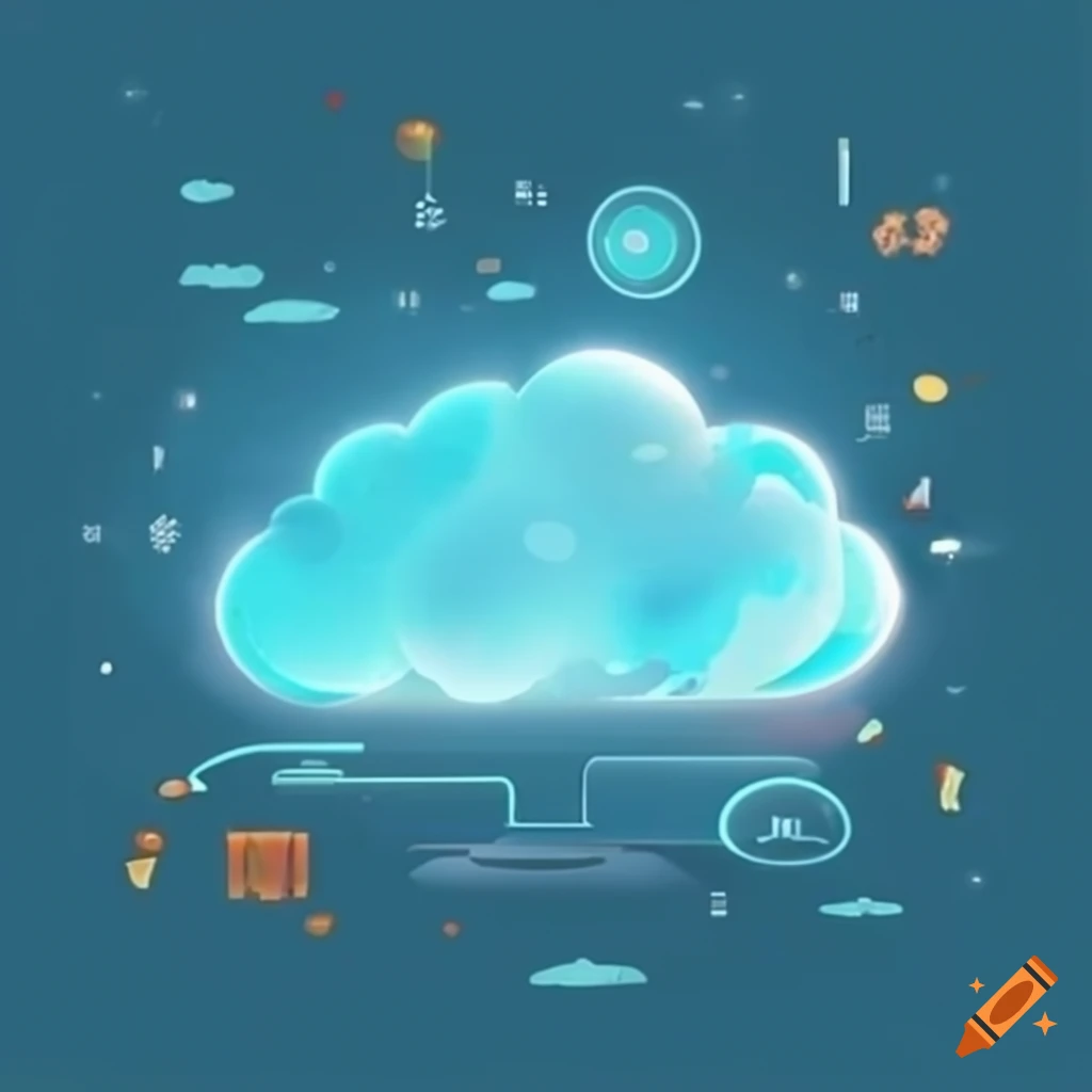 A full hd image depicting working with cloud technology on Craiyon