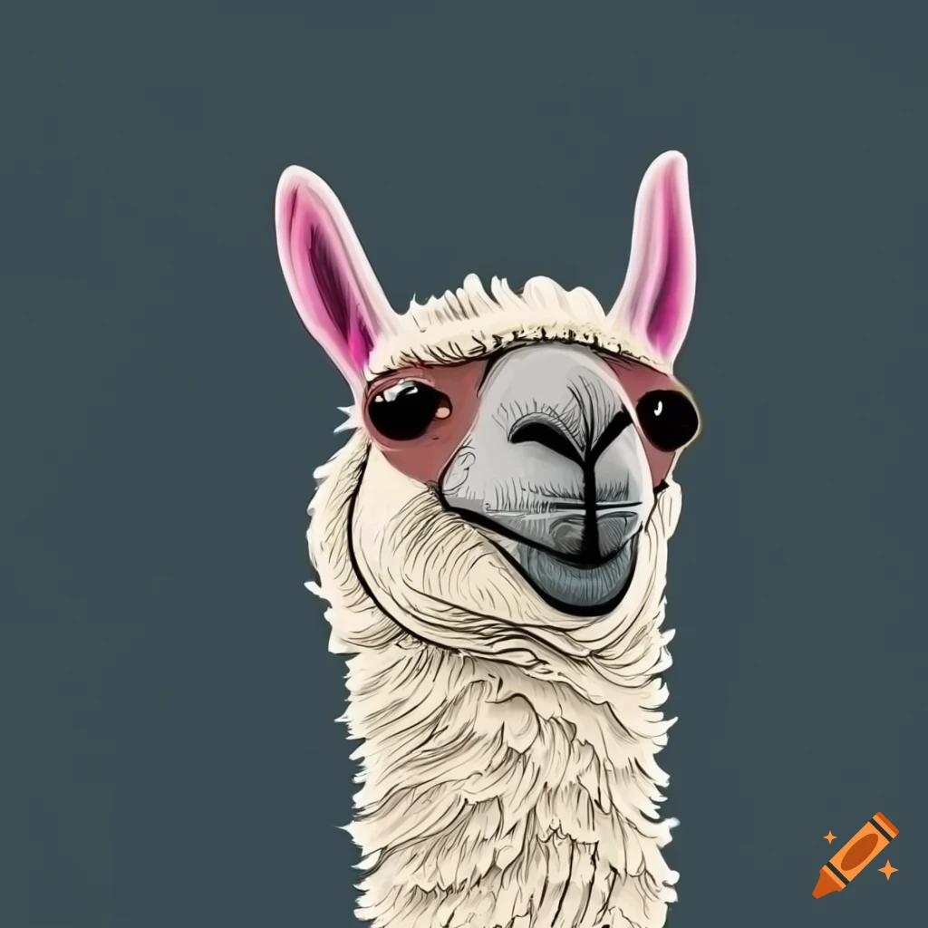 An artistic nft-style illustration of a majestic llama