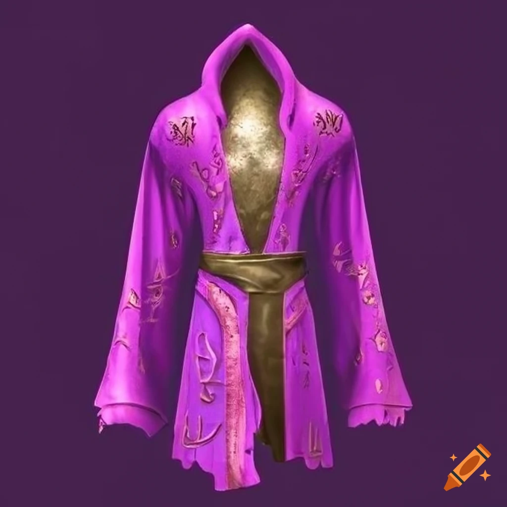 Pink wizard's Robe with runes and sequins on Craiyon