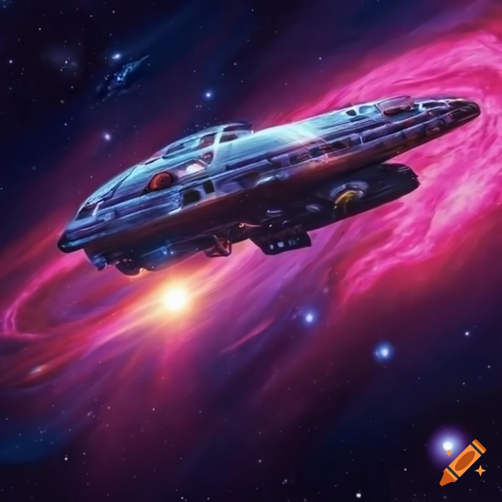 Image of a spaceship in a retro-futuristic galaxy on Craiyon