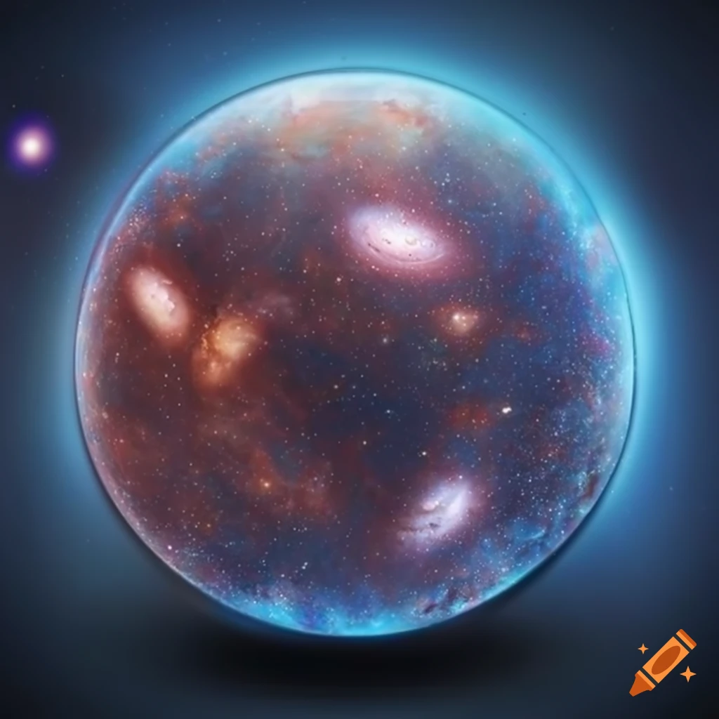 High quality digital illustration of the universe as a crystal ball ...