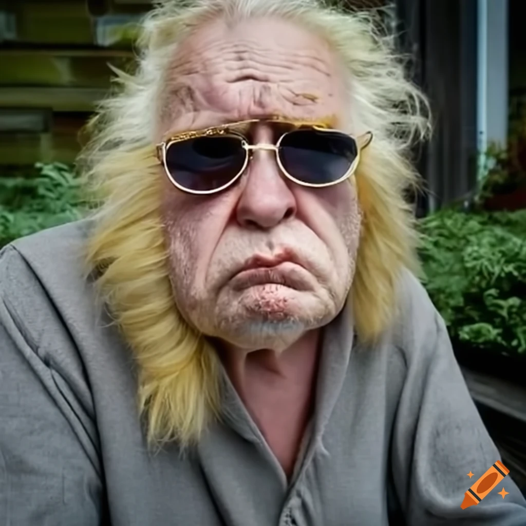Blonde grumpy man with sunglasses