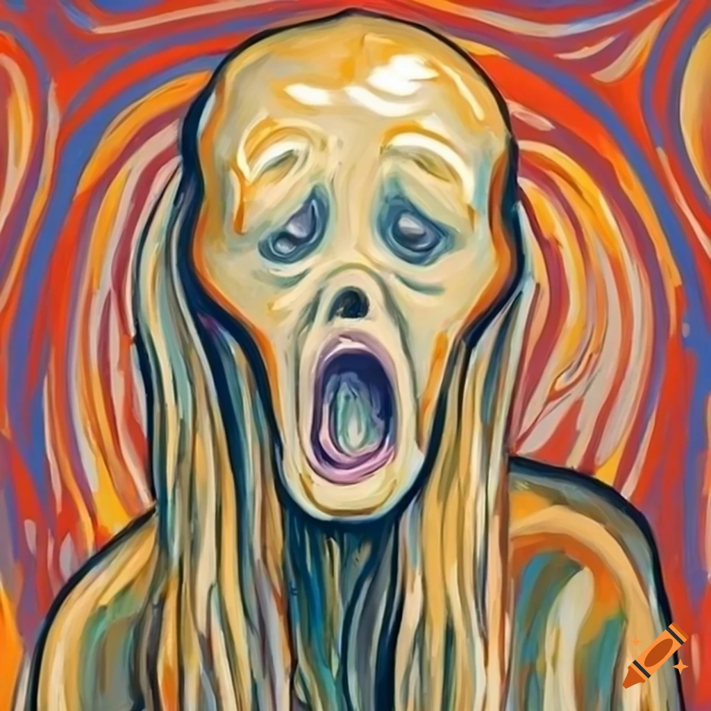 A chicken in the scream edvar munch style