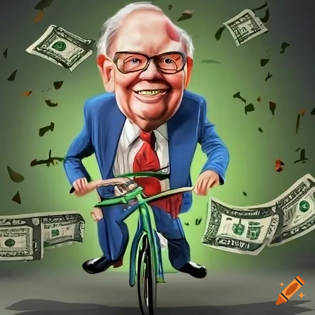 Humorous caricature of warren buffet riding a bike looks like a ...