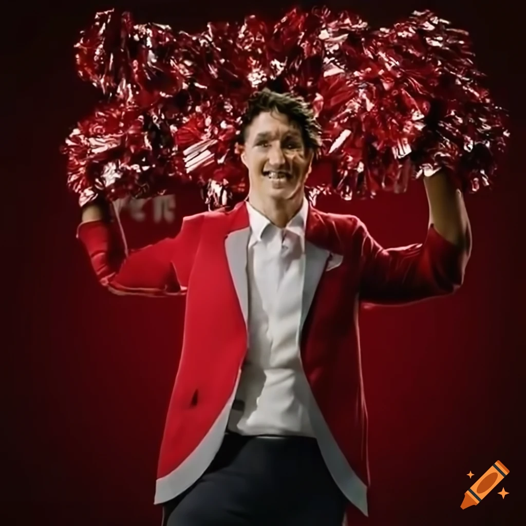 Justin Trudeau as a cheerleader in photorealistic 4K with natural ...