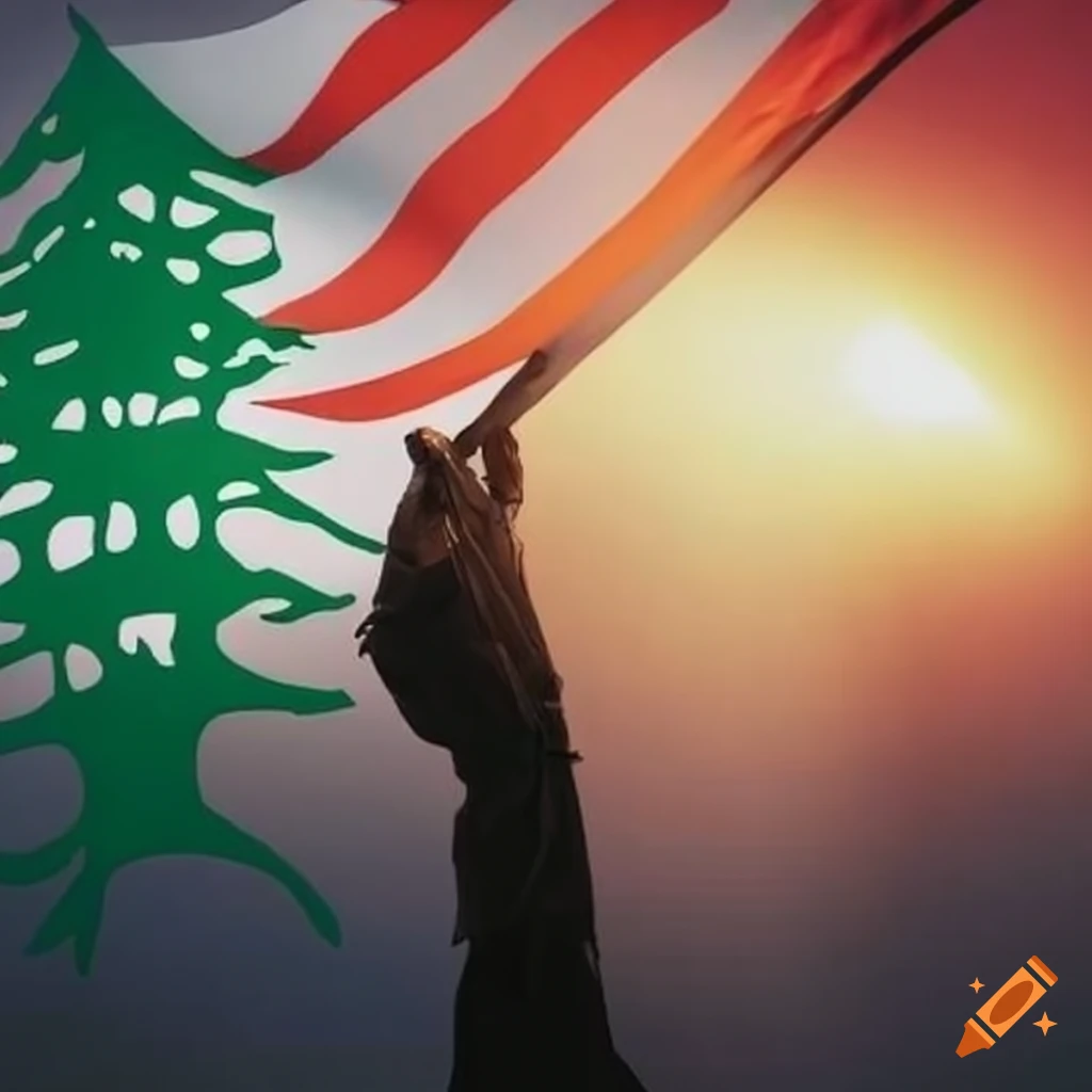 A hero waving the flag of lebanon