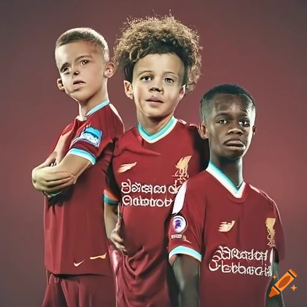 Team photo of liverpool players as children on Craiyon