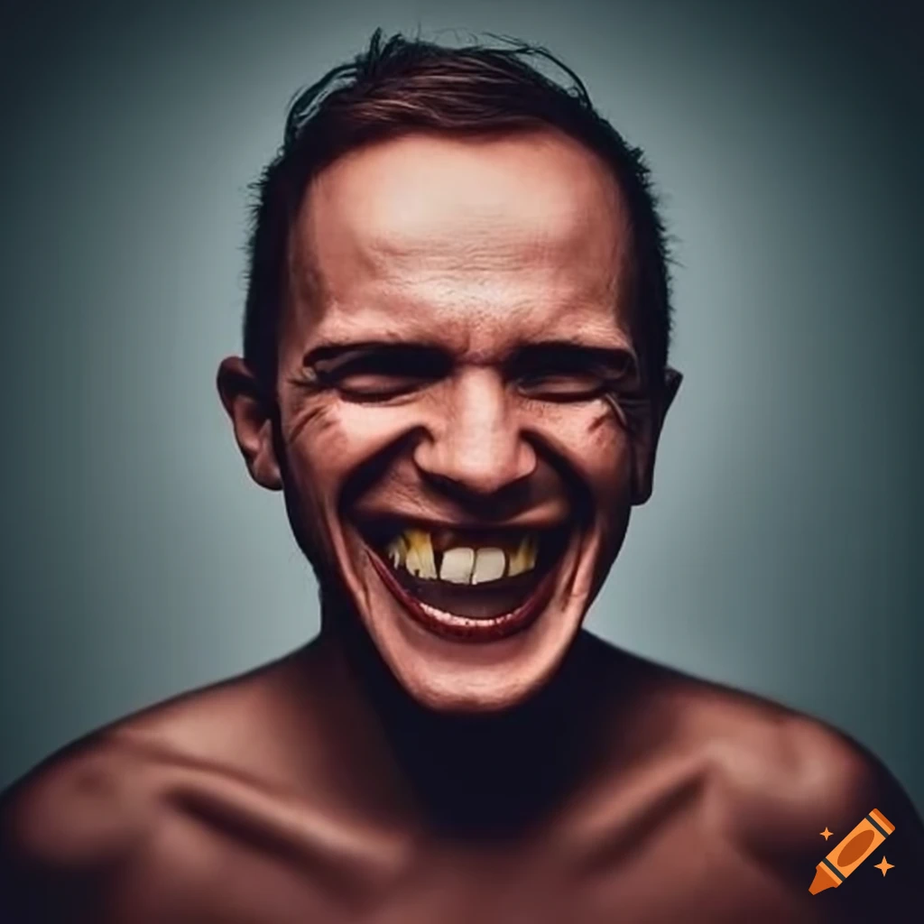 Smiling man yellow teeth on Craiyon