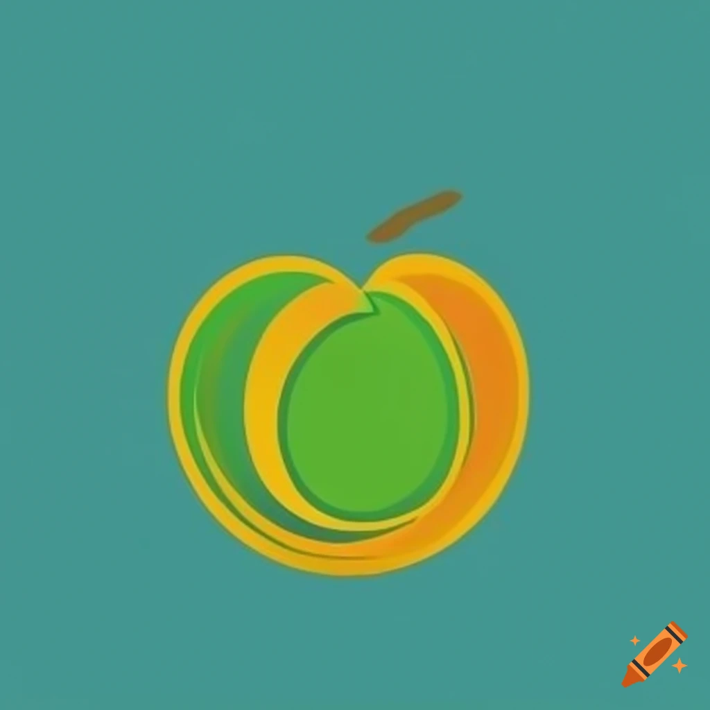 Blue nectarine logo design for a fruit store with green and yellow color
