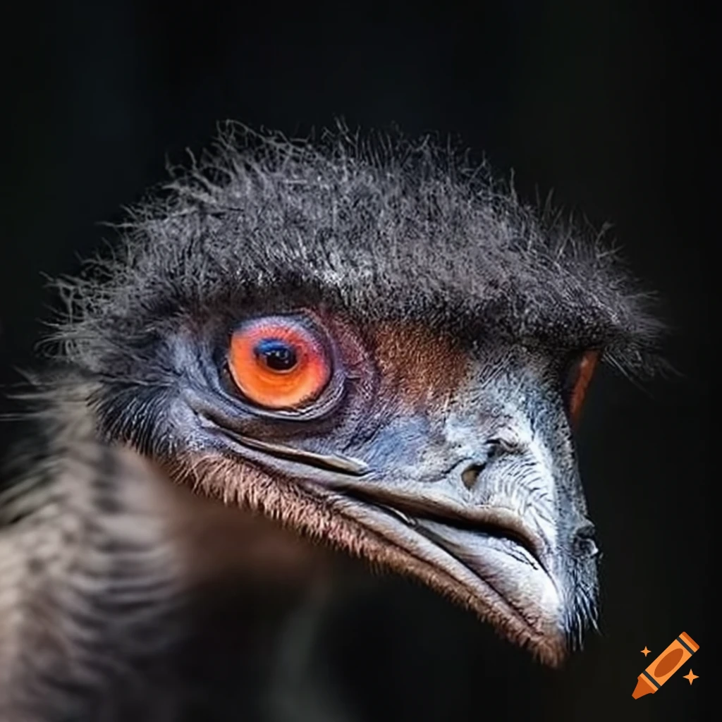Super detailed photo of a dragon emu