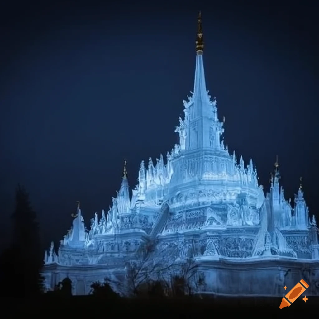 A stunning white temple shining in ethereal illumination on Craiyon