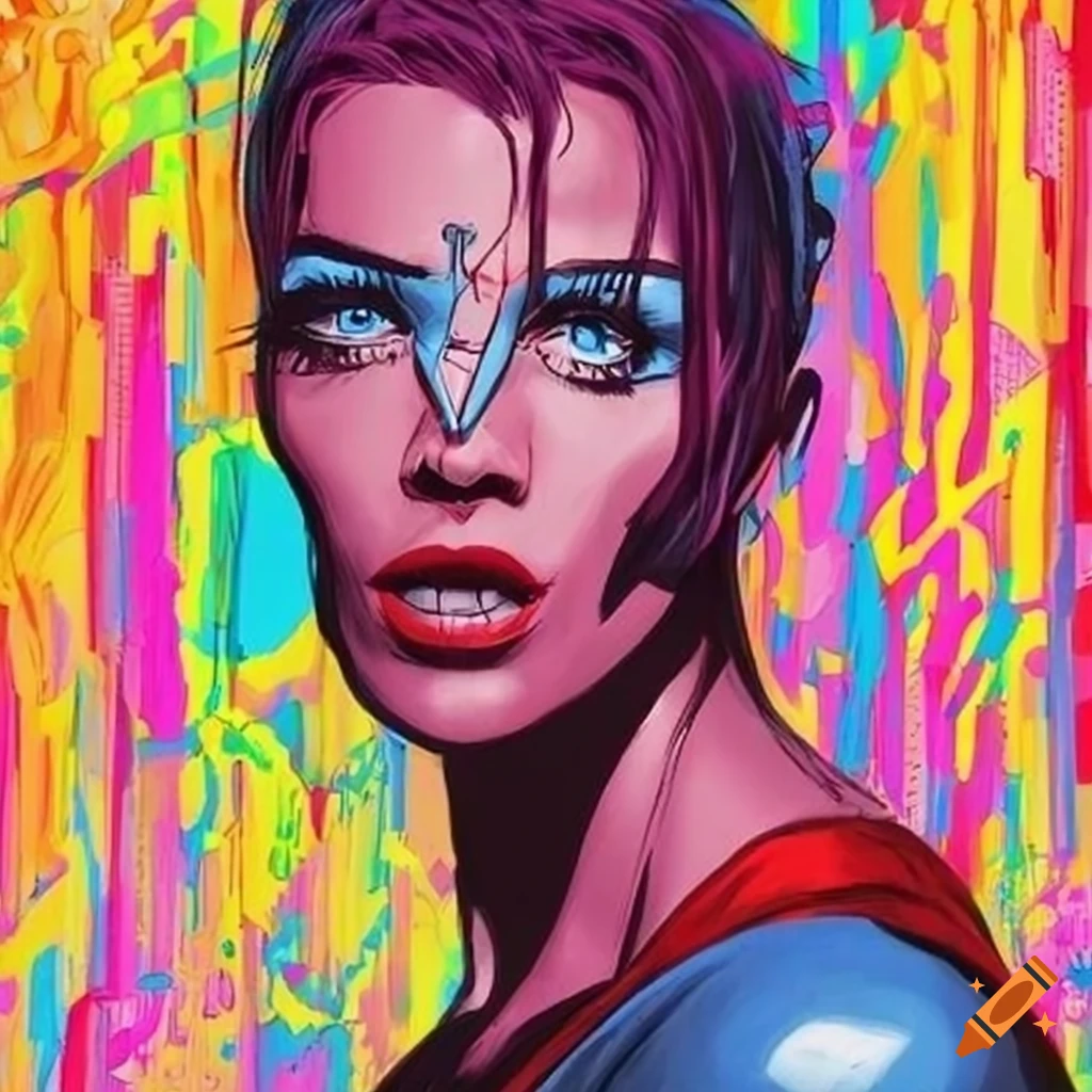 Pop art ,featuring famous comic book heroes