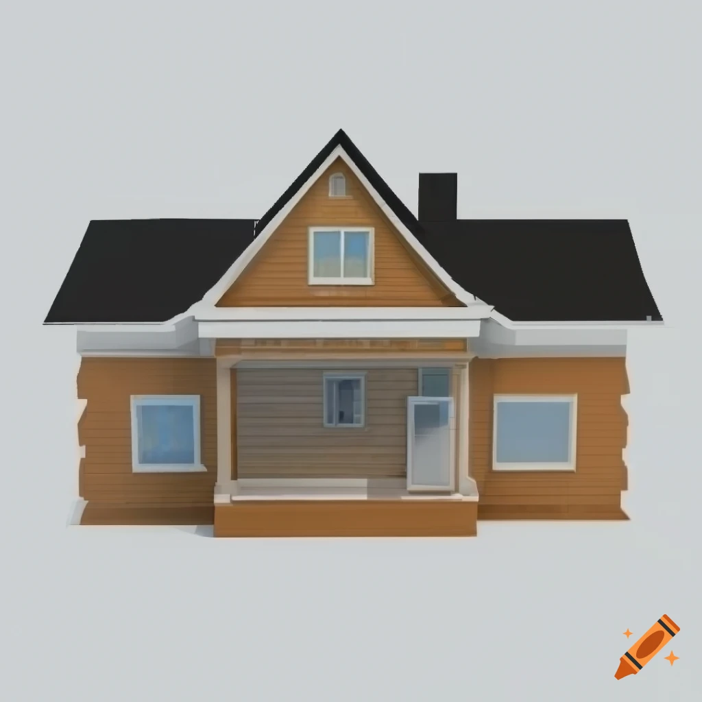 Low poly 3d house frontal view