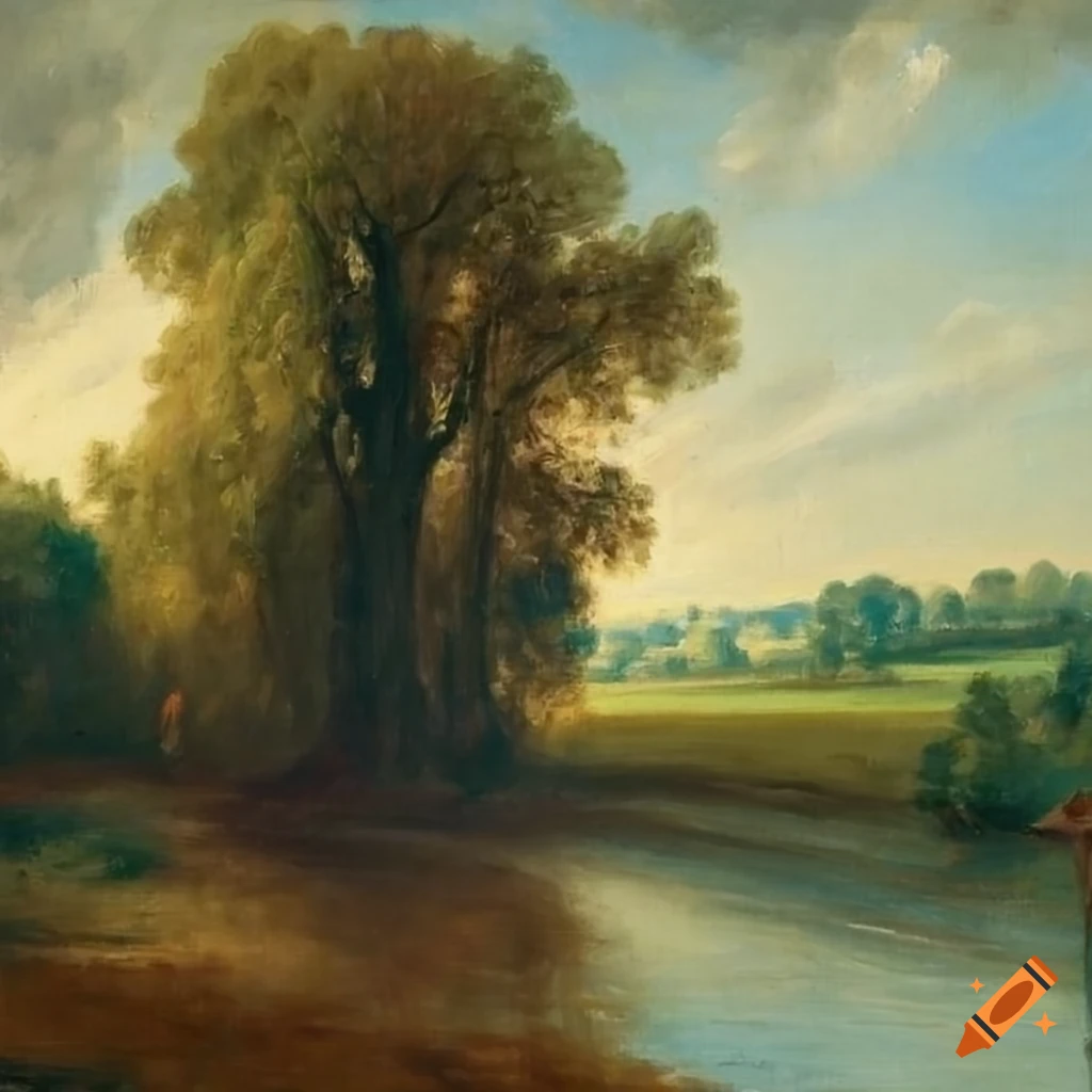 Serene landscape painting in the style of john constable on Craiyon