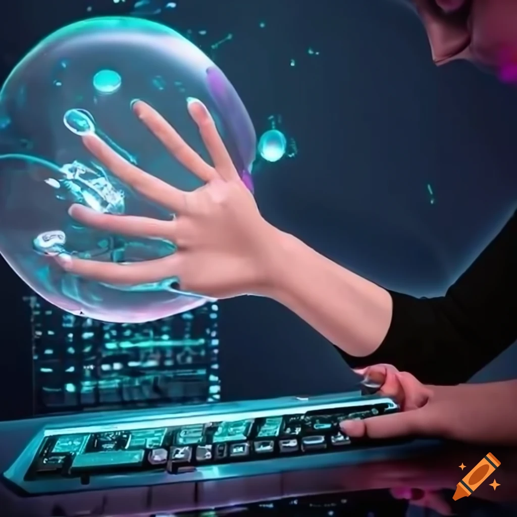 Draw a human hand just touching bionic hand between the hands in a ...