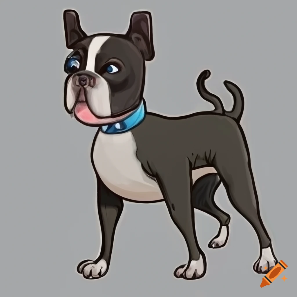 Boston Terrier Cartoon Drawing