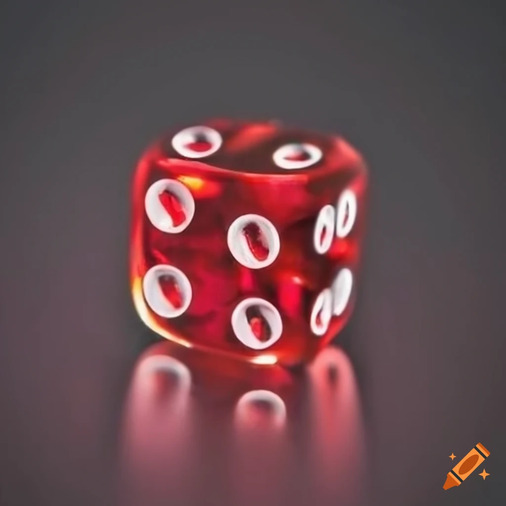 Red dice made of glass