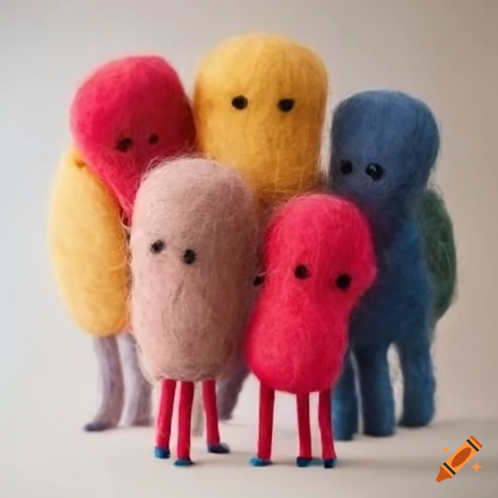 People made of felted wool