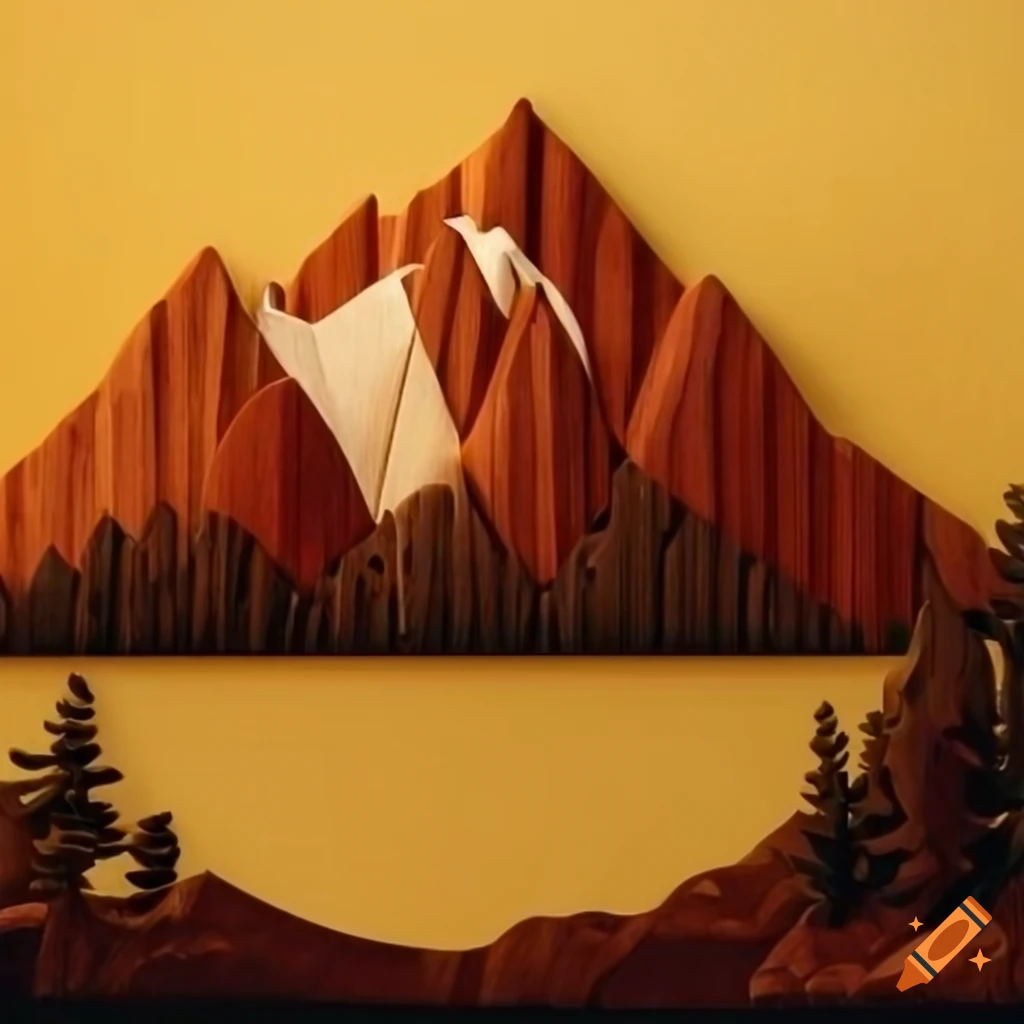 Landscape wood intarsia