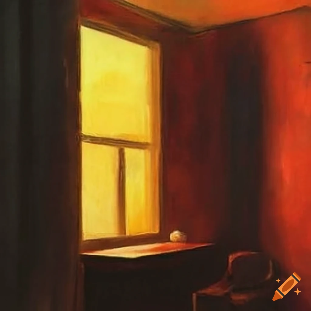 Liminal space on a sunset, painting by Edward hopper on Craiyon