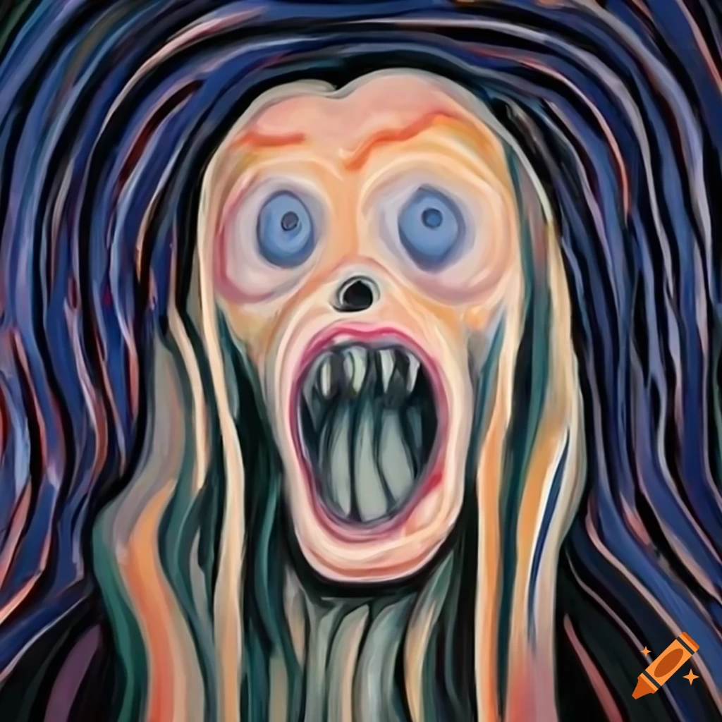 A chicken in the scream edvar munch style