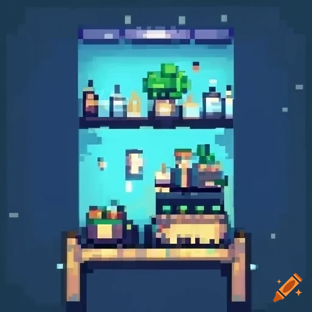 Pixel art, cozy bar
