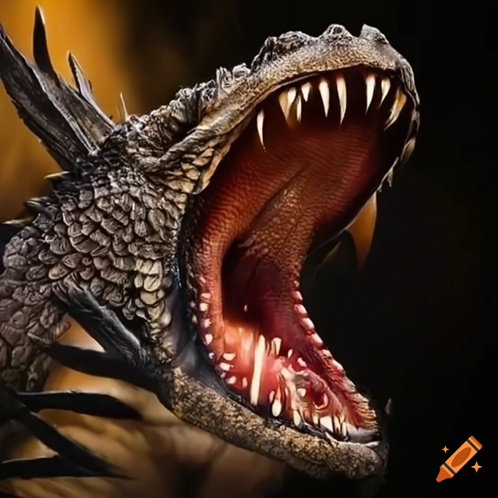 A dragon roaring as it looks at you on Craiyon