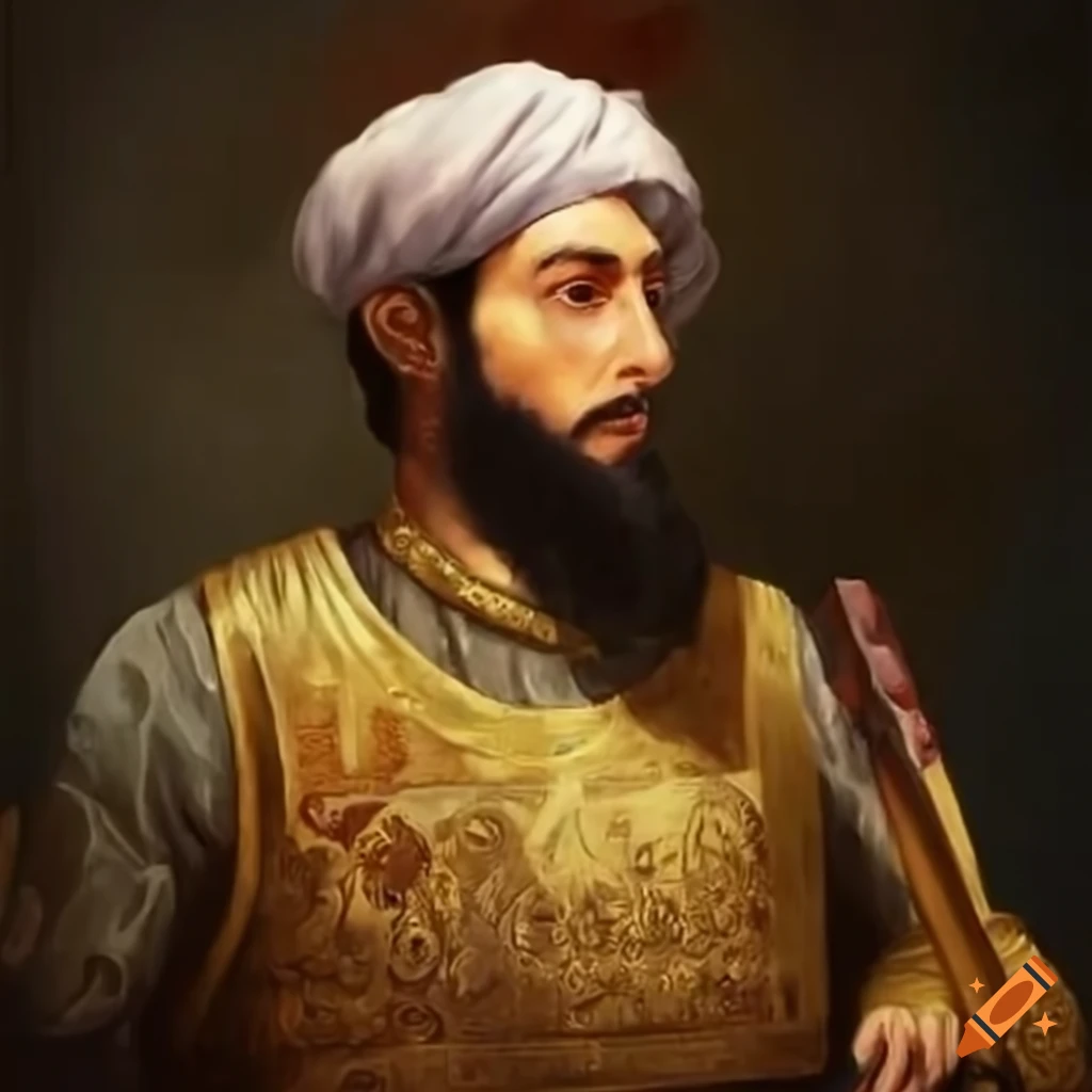 An official painting of a muslim conquerer from middle age on Craiyon