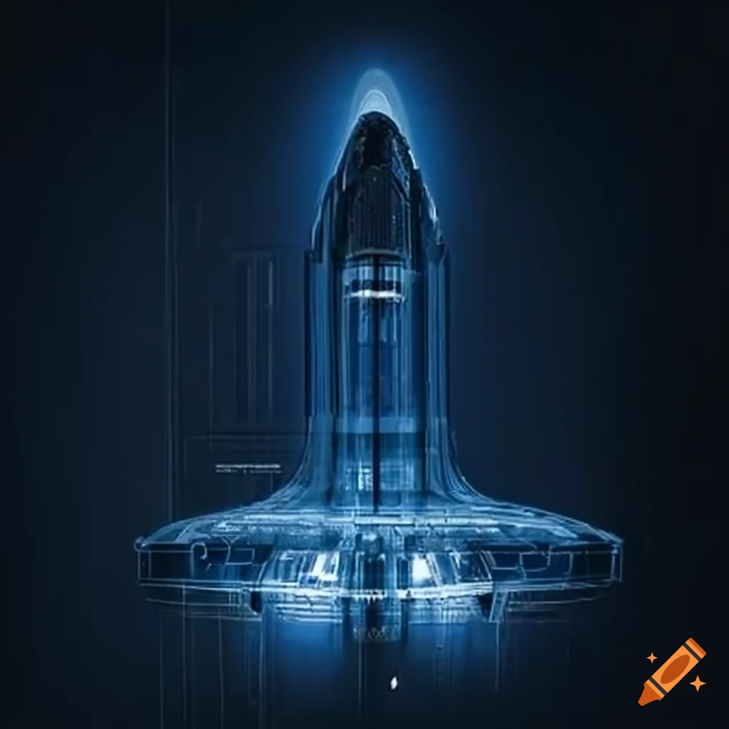 Technical blueprint of an advanced starship design on Craiyon