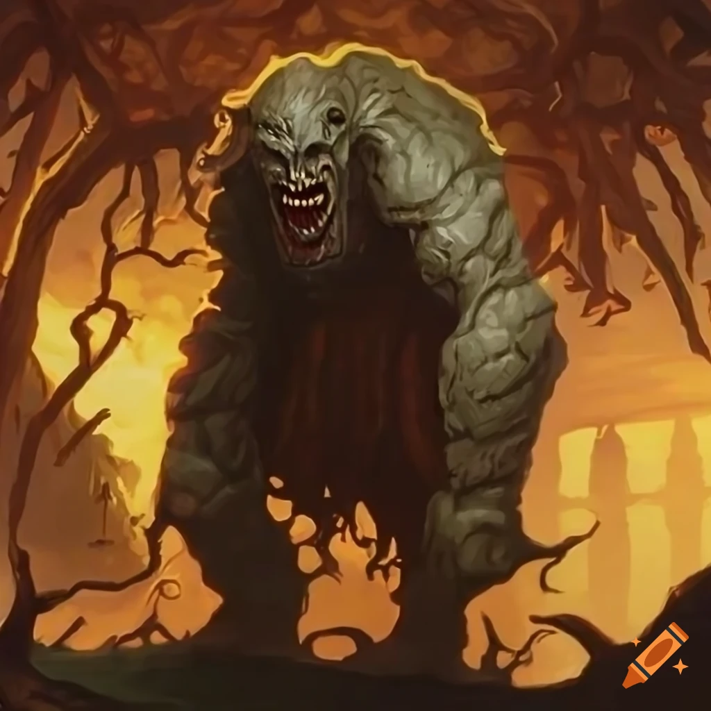 Mtg card art innistrad giant root golem standing over an onlooker on ...