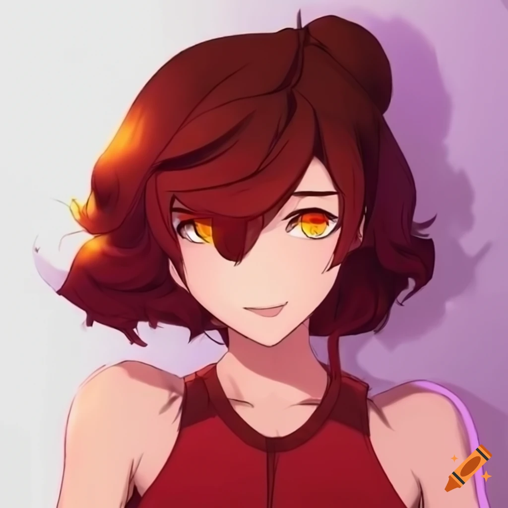 Character cinder fall from rwby in an coy pose on Craiyon