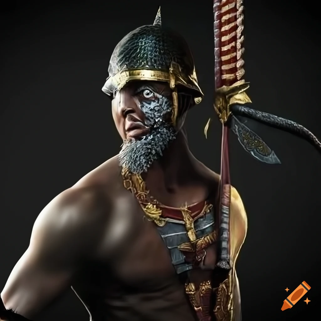 Create a captivating photo of a Malay warrior showcasing their strength ...