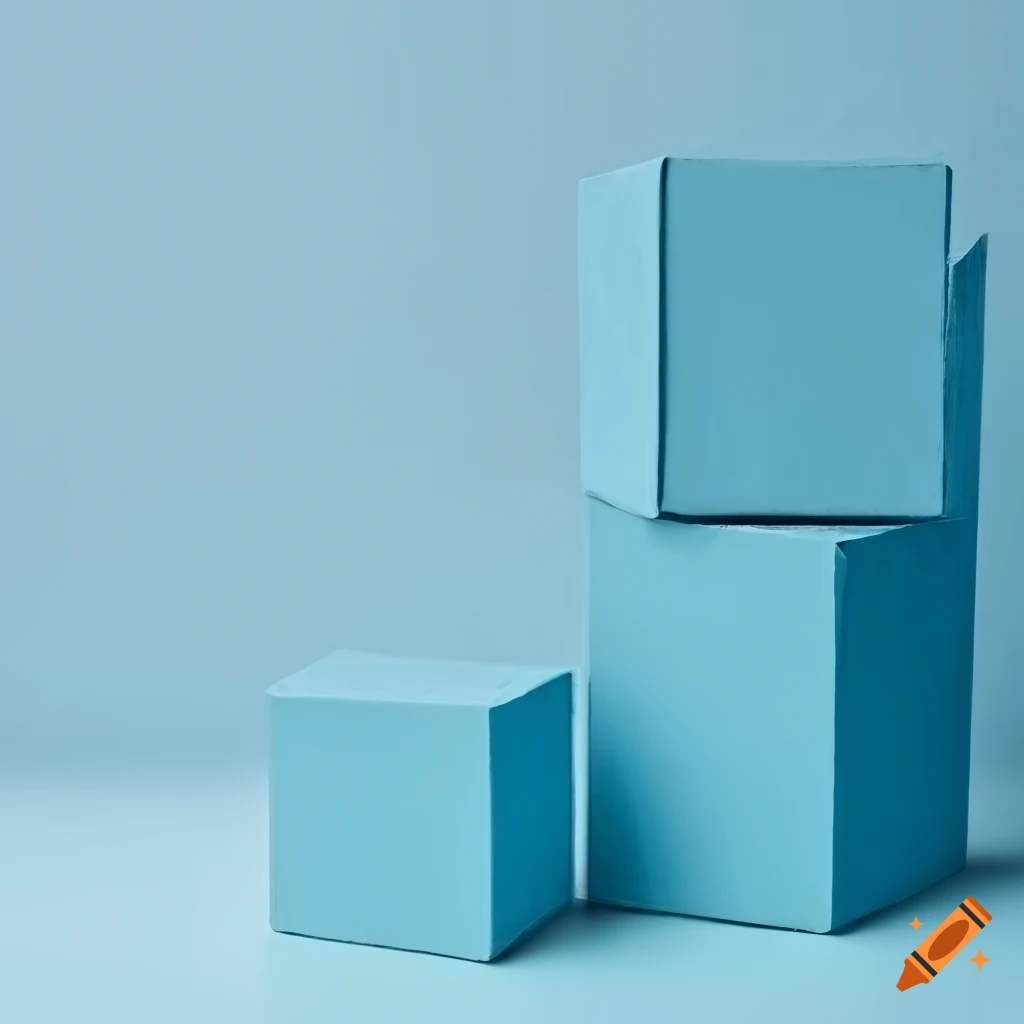 Stacked boxes against a serene pastel blue backdrop