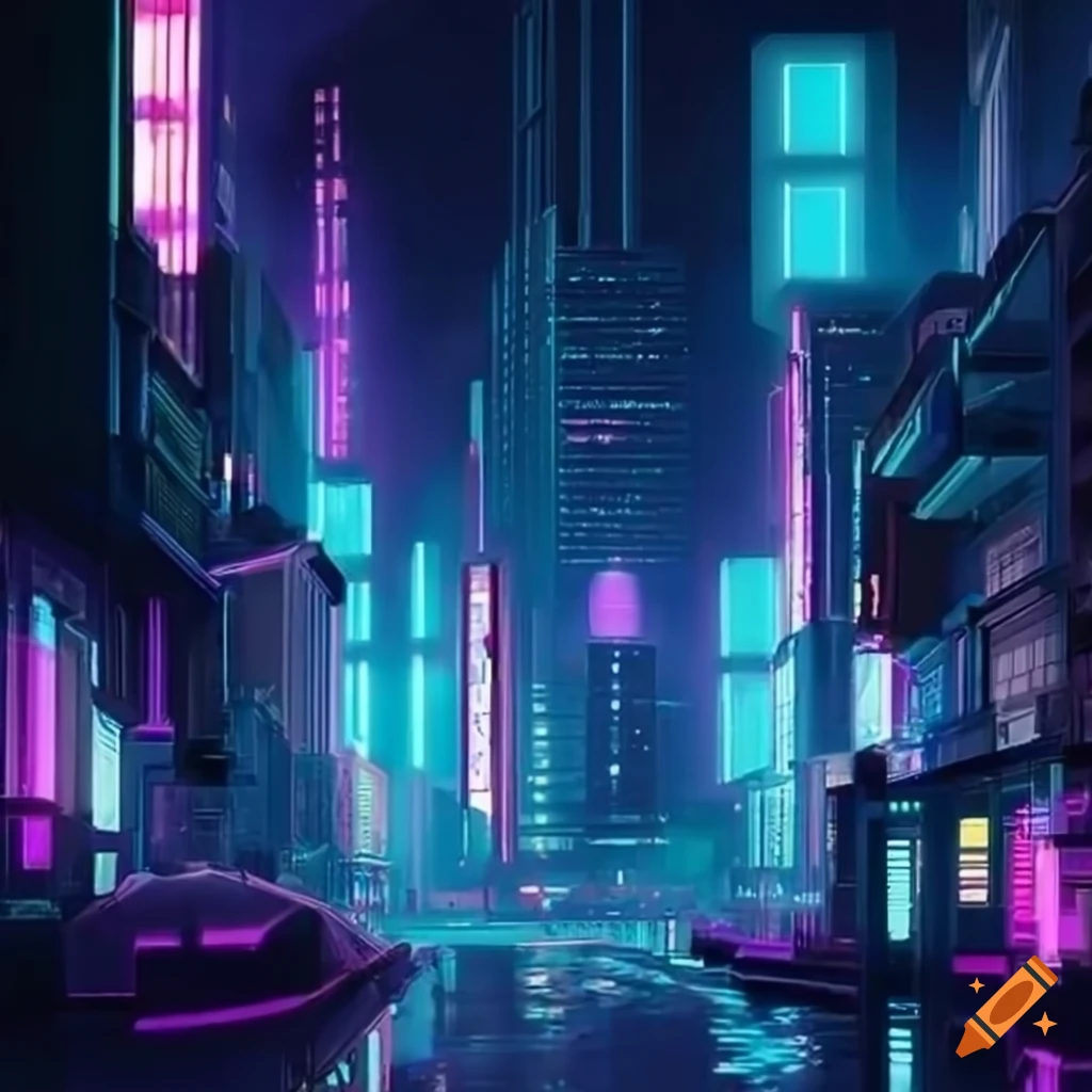 A futuristic neon cityscape with anime-inspired blade runner vibes on ...