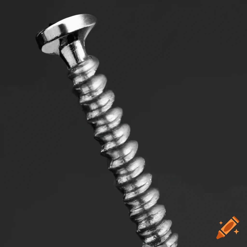A shiny screw with textured grooves and a flat head on Craiyon