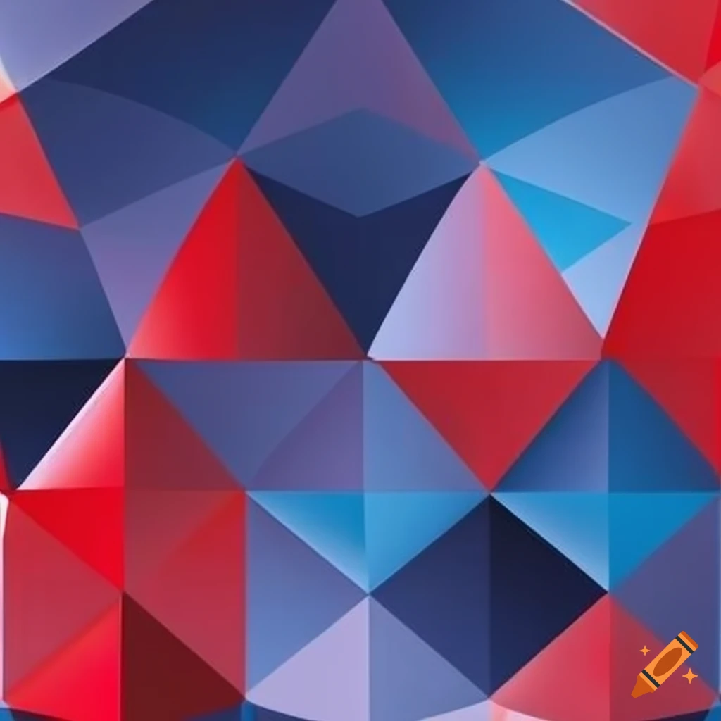 Triangle forms from corner right in blue white and red