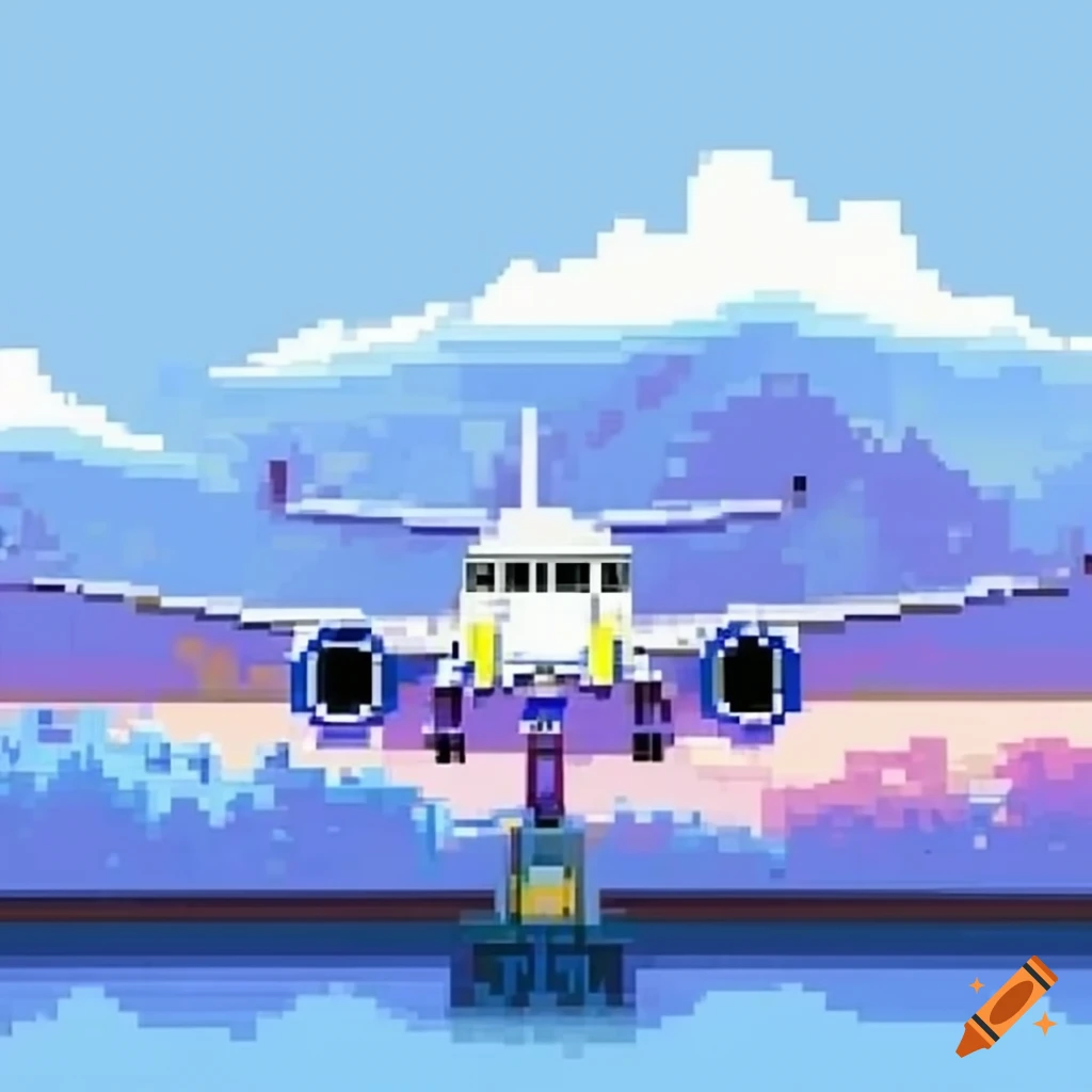 Pixel art, airport on Craiyon