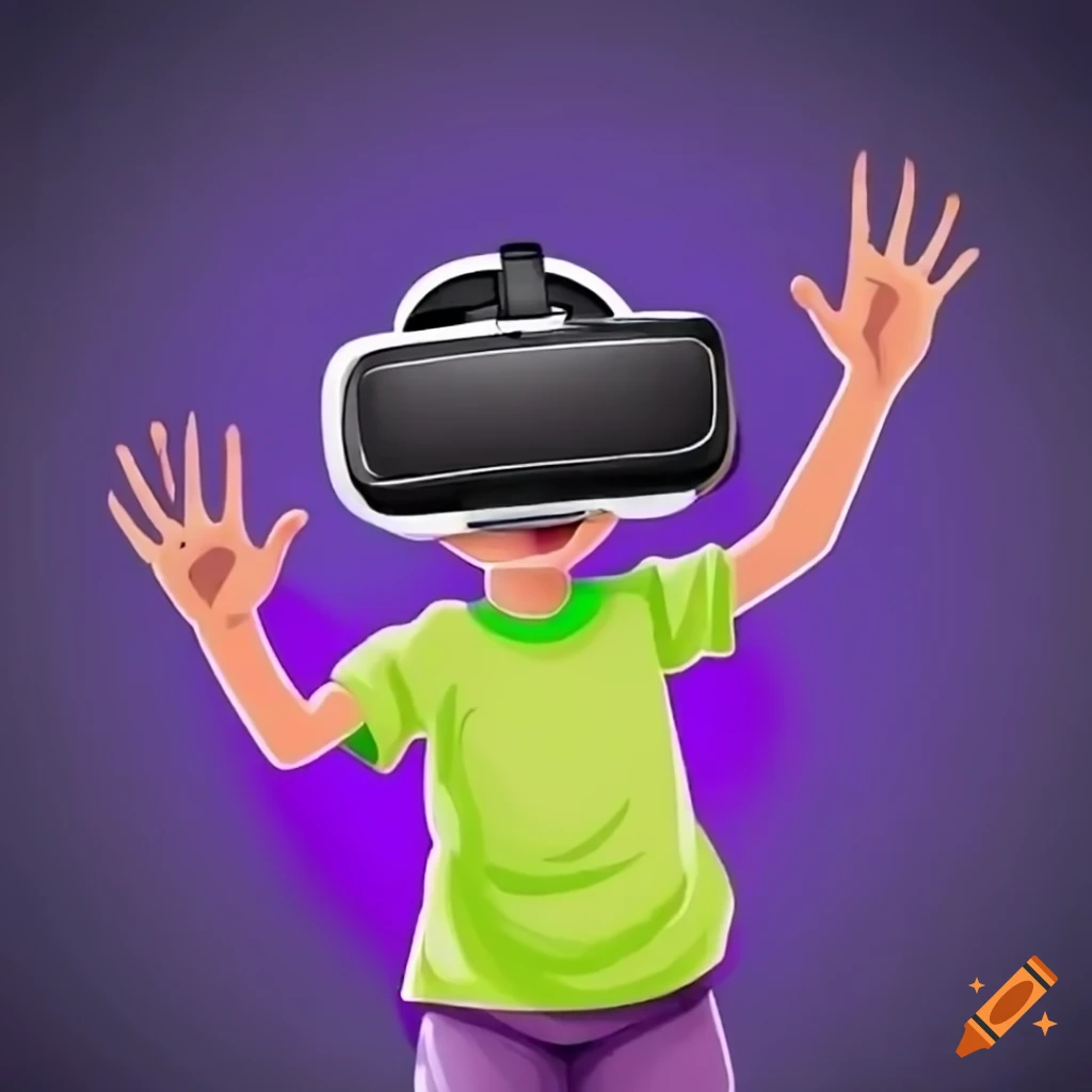 Cartoon kid with a vr headset on on Craiyon